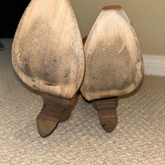 Shoes | Camelcaramel Color Kneehigh Cowboy Boots With 45 Inch Heels ...